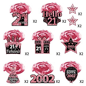 40Pcs Rose Gold 21st Birthday Decorations for Her Hanging Swirls, No-DIY 21st Birthday Decorations Ceiling Streams, Hello 21 Hanging Swirls 21st Birthday Decorations for Her cocomigo