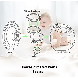 Veoiramc Wearable Breast Pump Parts Accessories Replace Silicone Diaphragm/Duckbill Valve/Collector(180ml)/Linker/Flange, Compatible Suitable S9/S10/S12, Original Part Accessories Replacement(27mm)