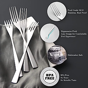 8-Piece Dinner Forks Set -9.1 Inch, YFWOOD Top Food Grade Stainless Steel Long Forks,Forks Silverware,Metal Forks for Home Kitchen Restaurant Hotel, Mirror Polished & Dishwasher Safe