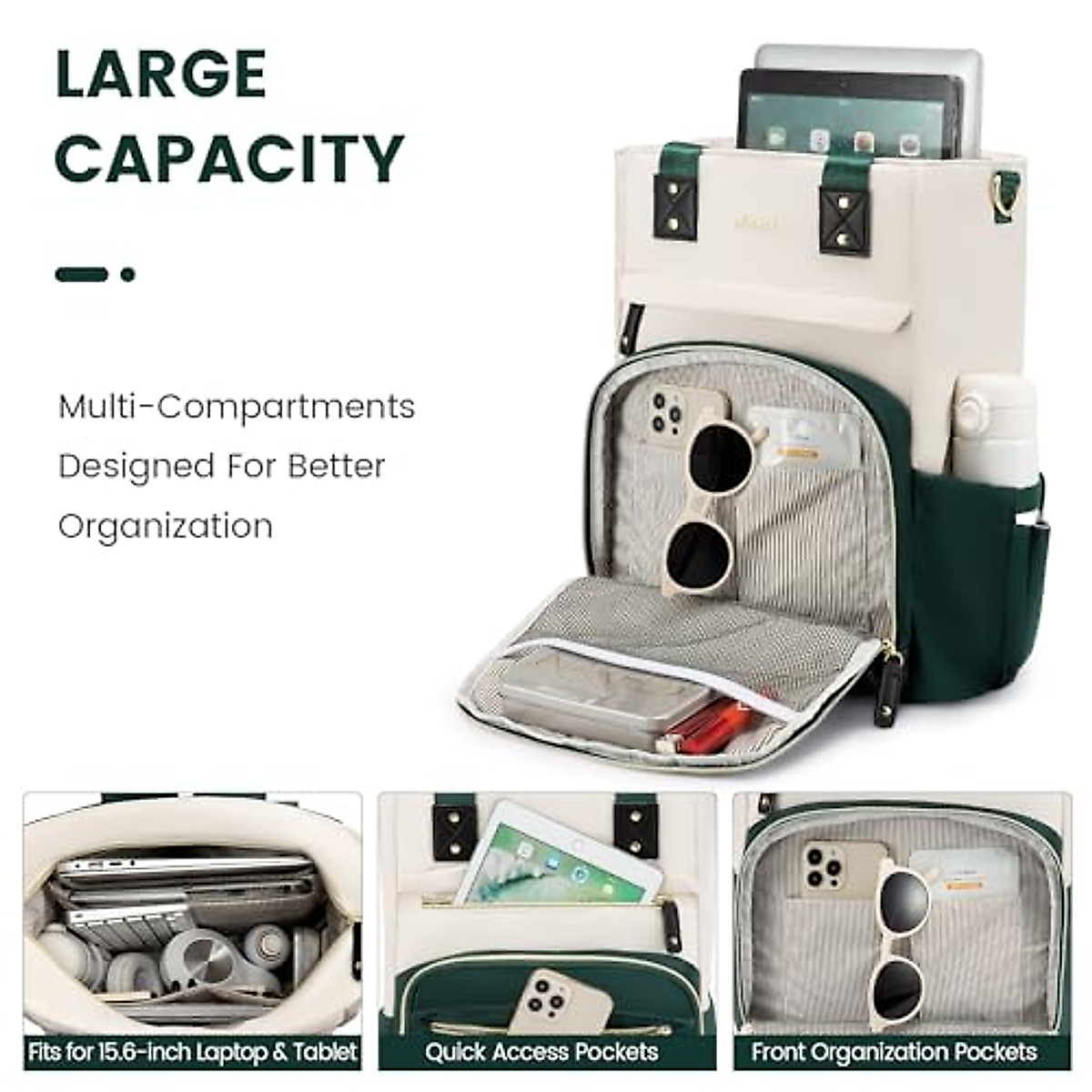 LOVEVOOK Work Backpack for Women, 15.6 Inch Anti Theft Backpack with Luggage Strap, Large Capacity Backpack, Waterproof Laptop Backpack for College, Travel, Commuter