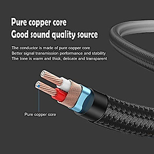 6.35mm 1/4" to 3.5mm 1/8" Male TRS Stereo Audio Cable with Alloy Housing and Nylon Braid for Smartphone, PC, Home Theater, Amplifier and Mixing Console, 3.3Ft