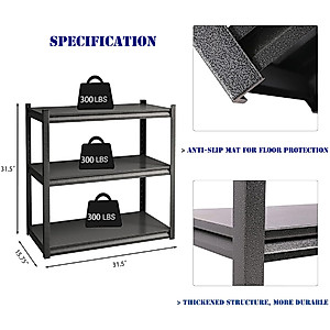 Elitehouse 32" W Garage Shelving,900LBS Loads Adjustable Garage Storage Shelves, 3-Tier Metal Storage Racks and Shelving Units, Utility Rack Shelves (16" D x 32" W x 32" H)