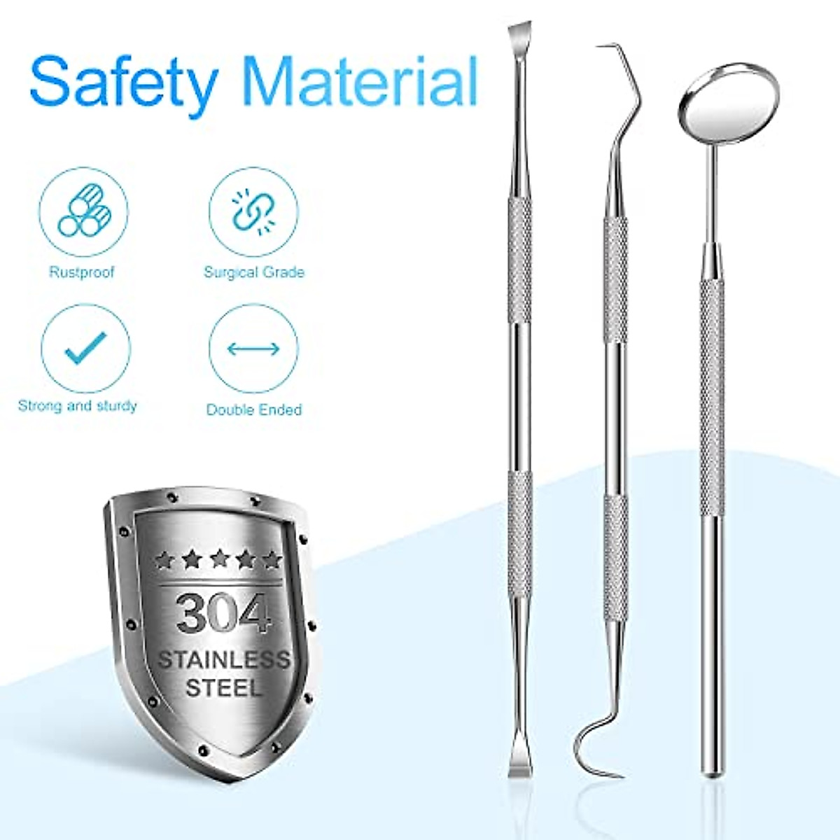 Dental Tools, Sopito 3PCS Teeth Cleaning Tools Stainless Steel Dental Scraper, Scaler Pick Plaque Remover Set