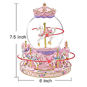 Carousel Horse Music Box Gift, Carousel Snow Globe with Lights Gifts for Kids Daughter Woman Girls Mom Wife Christmas Birthday Valentine Play You are My Sunshine
