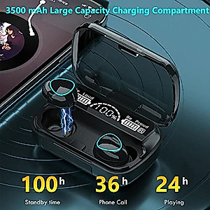 LELEBEAR TWS Bluetooth 5.1 Earphones 3500mah Waterproof Charging Box Ipx7 Waterproof Noise Cancelling Sports Touch Control Wireless Earphones (Dark Green)