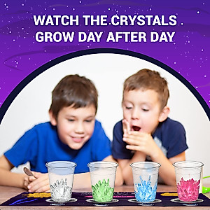 Kids Crystal Growing Kit - Science Kits for Kids - Chemistry Set to Grow 4 Amazing Crystals - Science Kits & Toys - Crystal Kit for Kids Age 8 Years and Up - Science Toys - STEM Kits