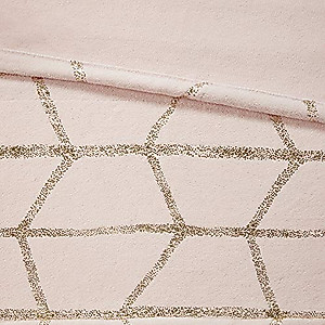 Sleep Philosophy True North Raina Electric Blanket Plush Throws-Low EMF-50" x 60"-Metallic Geometric Print Cozy Soft-3-Setting Heat Controller-5 Years Warranty, 50X60 Inches, Blush