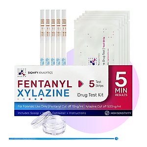 Signify Analytics Fentanyl & Xylazine Test Kit | 5 Combo Test Strips for Fentanyl & Xylazine | Reliable Testing Strips for Pills, Powders, and Liquids