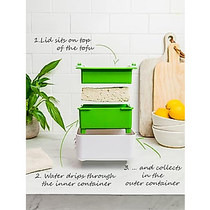 Tofuture Tofu Press - The Orginal and Best Tofu Press. Easily And Quickly Remove Water from Tofu to Improve the Flavor and give Perfect Texture Everytime, 6x5x3 inches