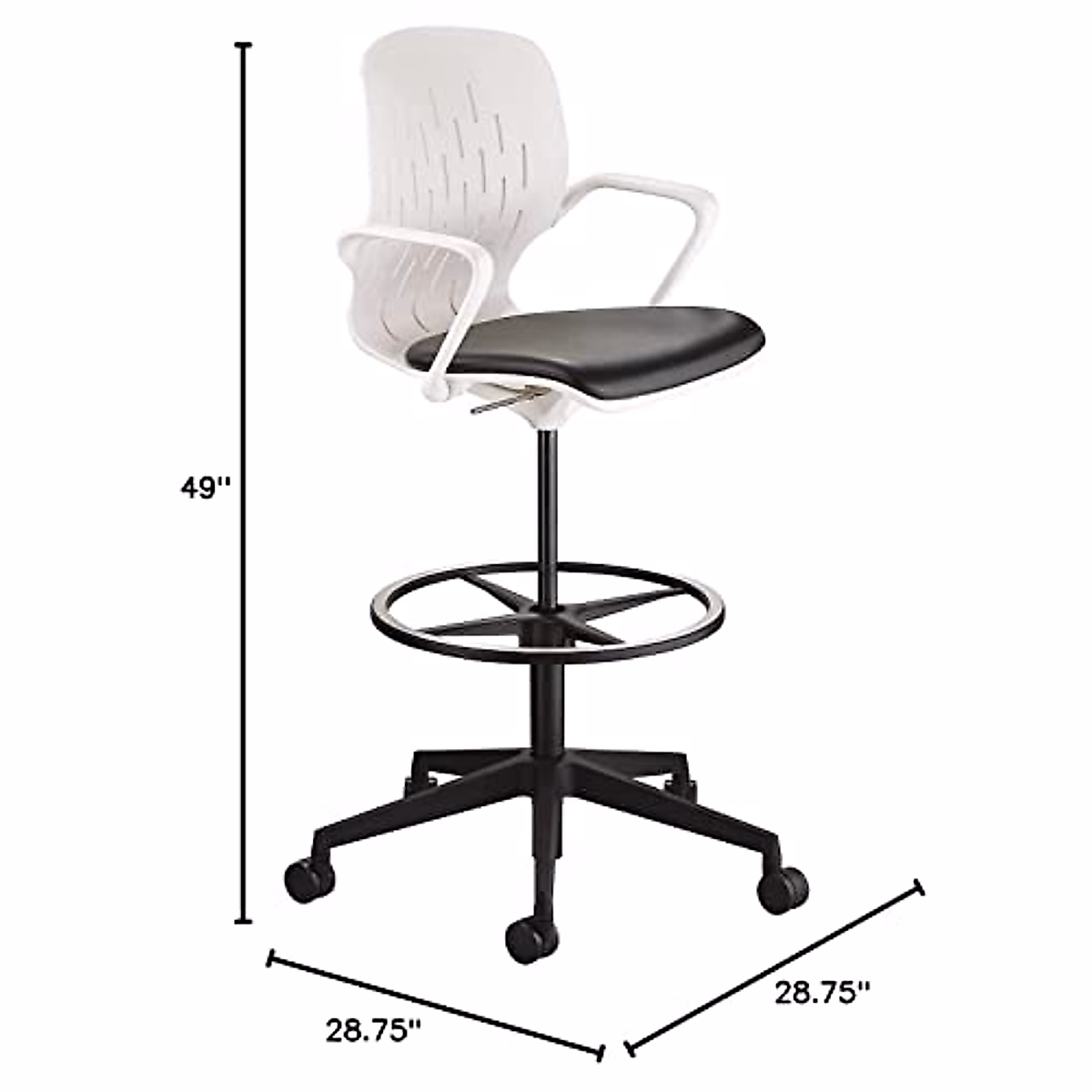 Safco Products Shell Extended Swivel Office Desk Computer Ergonomic Chair, Pneumatic Height Adjustable, White, Extended Height