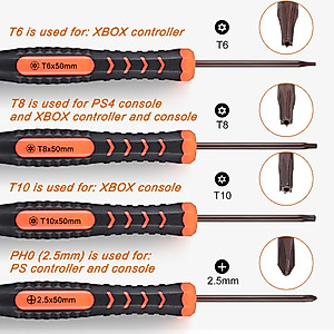 JOREST Repair Kit for Xbox One/360/X PS4 PS3 PS5, PH0 T6 T8 T10 Torx Security Screwdriver, Crowbars,Tweezers, Cleaning Tool for Controller and Console