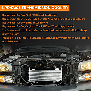 Low Pressure Drop Transmission Oil Cooler Kit Max 40K GVW Replaces# LPD47391, 47391 - Silver
