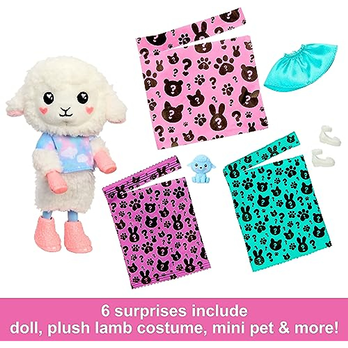 Barbie Cutie Reveal Chelsea Doll & Accessories, Lamb Plush Costume & 6 Surprises Including Color Change, Cozy Cute Tees Series