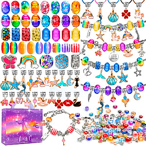 Palonu Charm Bracelet Making Kit,170 pcs Jewelry Making Kit Crafts for Kids Ages 8-12, Beads Toys DIY Craft Gift Set for Teens Girls 8 9 10 11 12 Years Old