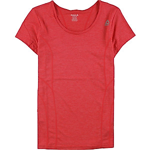Reebok Womens Poly Marled Basic T-Shirt, Red, X-Small
