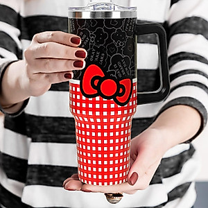 Sunmdecor 40 Oz Tumbler with Handle and Silicone Straws,Coffee Insulated Tumbler with Handle,40oz tumbler with handle