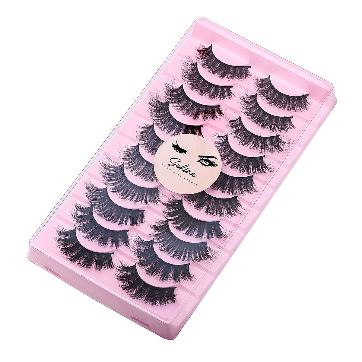 Selina Lashes Faux Mink Fluffy Wispy False Eyelashes 25mm 3D Dramatic Faux Mink Eyelashes D Curl Long Fake Lashes