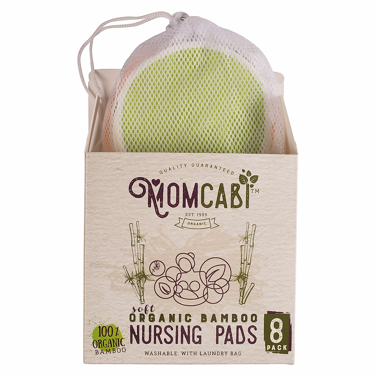 Birsppy Reusable Nursing Pads 8 Pack Leak Proof Layer Washable Made from Organic Bamboo Plus Laundry Bag