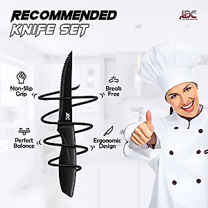 Lux Decor Collection Steak Knives - Black Steak Knives Set of 8 | m, Stainless Steel Ultra Sharp Serrated Steak Knives | Scratch Resistant & Dishwasher Safe knife Set | Sharp Knife Set