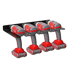 GOHIKING Garage Organization, Drill Hanger Wall Mount, Heavy Duty Power Tool Organizer that Support 4 Electric Drills and Batteries, for Garage, Home, Workshop, Shed