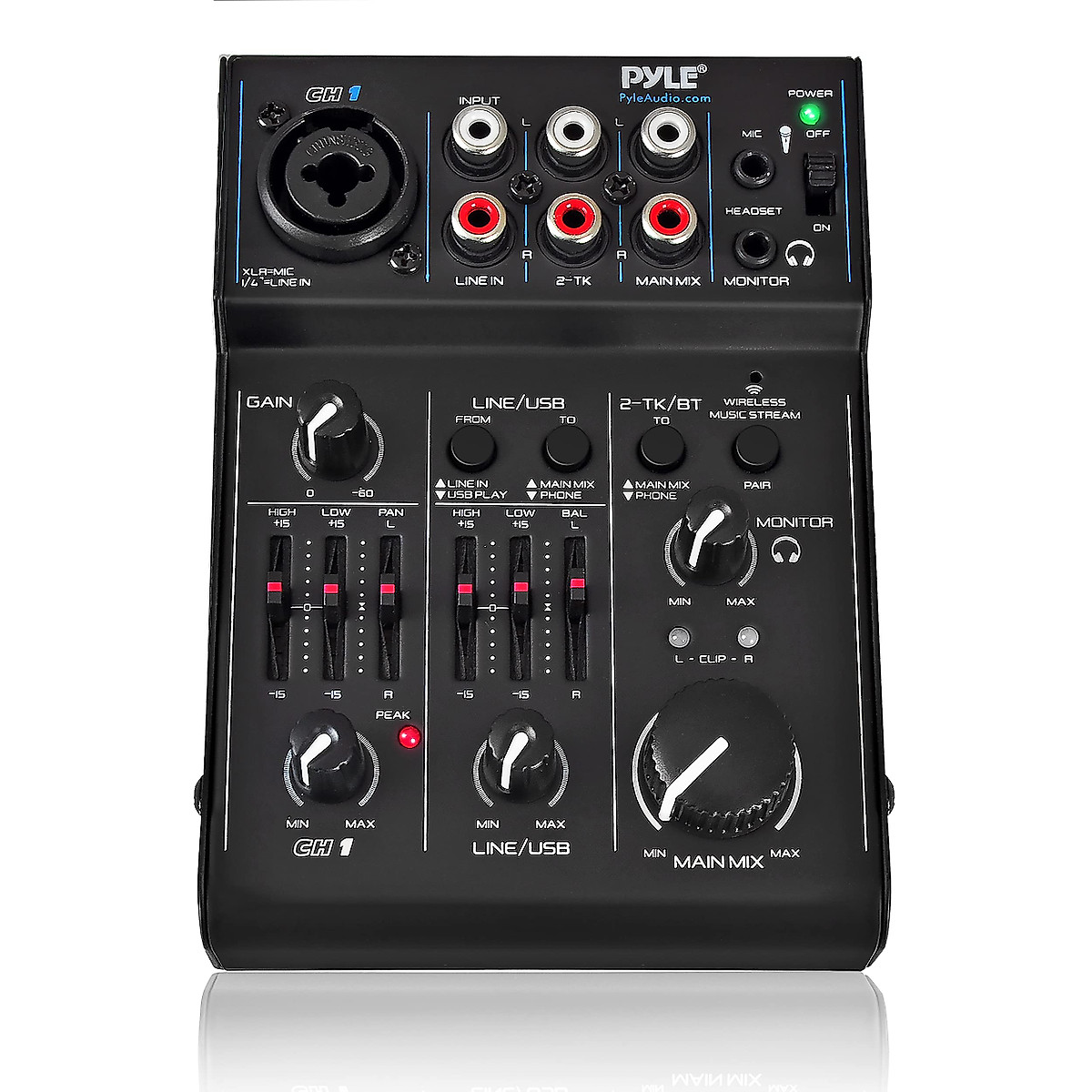 Pyle 3 Channel Bluetooth Audio Mixer with Hosa 3.5mm to Dual 1/4'' TS Breakout Cables