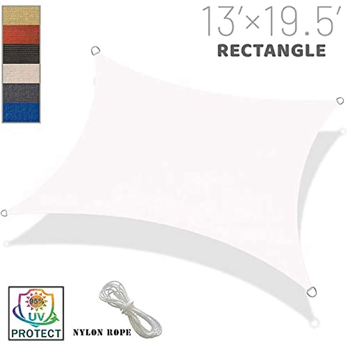 SUNNY GUARD Sun Shade Sail 13' x 19.5' Rectangle Cream UV Block Sunshade for Backyard Yard Deck Patio Garden Outdoor Activities and Facility