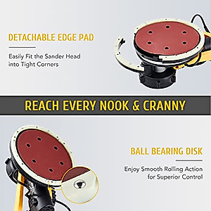 ZELCAN 800W Drywall Sander with Vacuum Attachment, 6 Speed Folding Sander with Extendable Handle LED Lights Dust Collector and 6 Sanding Discs, Drywall Power Tool for Woodworking Home Improvement