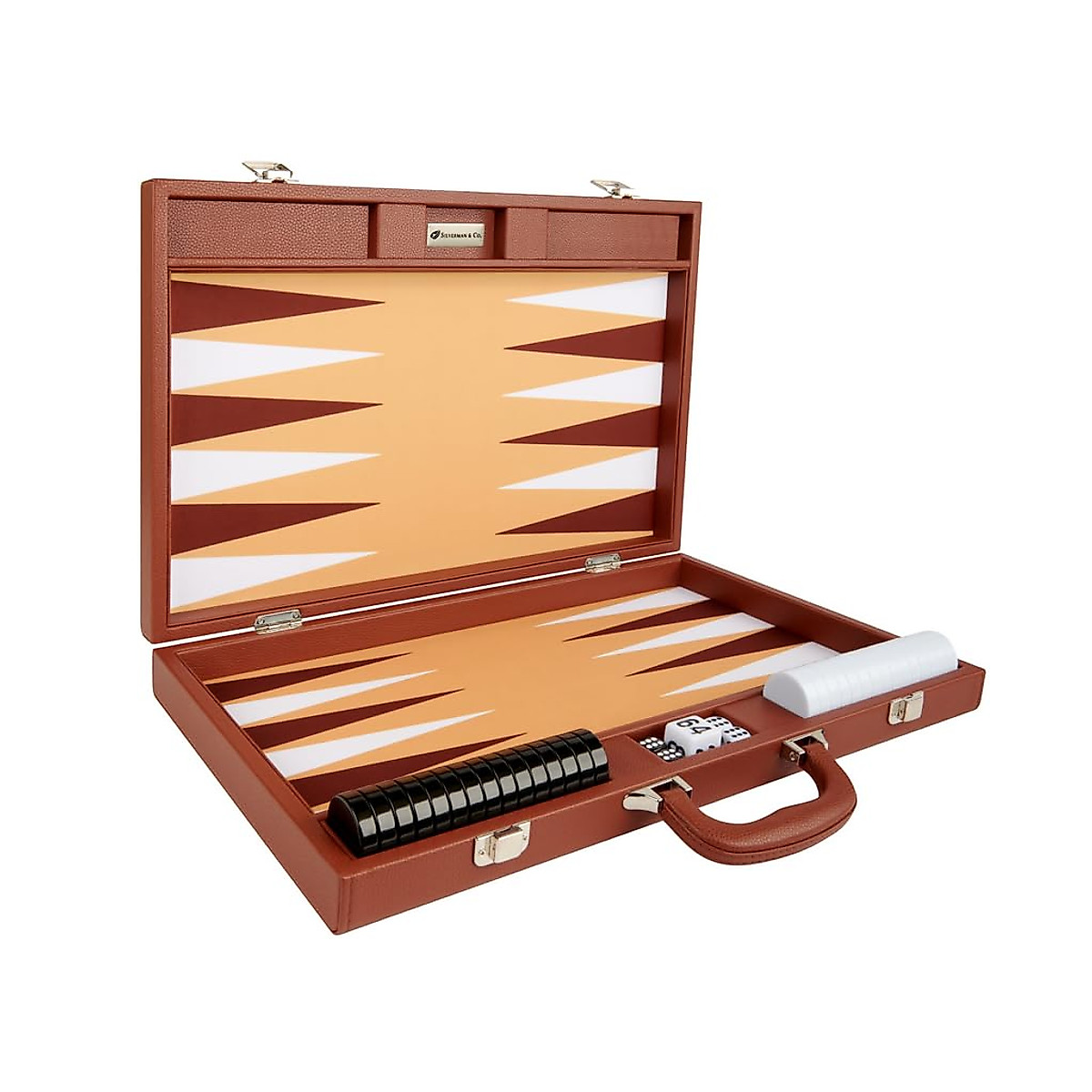 Silverman & Co. 19-inch Premium Backgammon Set - Desert Brown Board