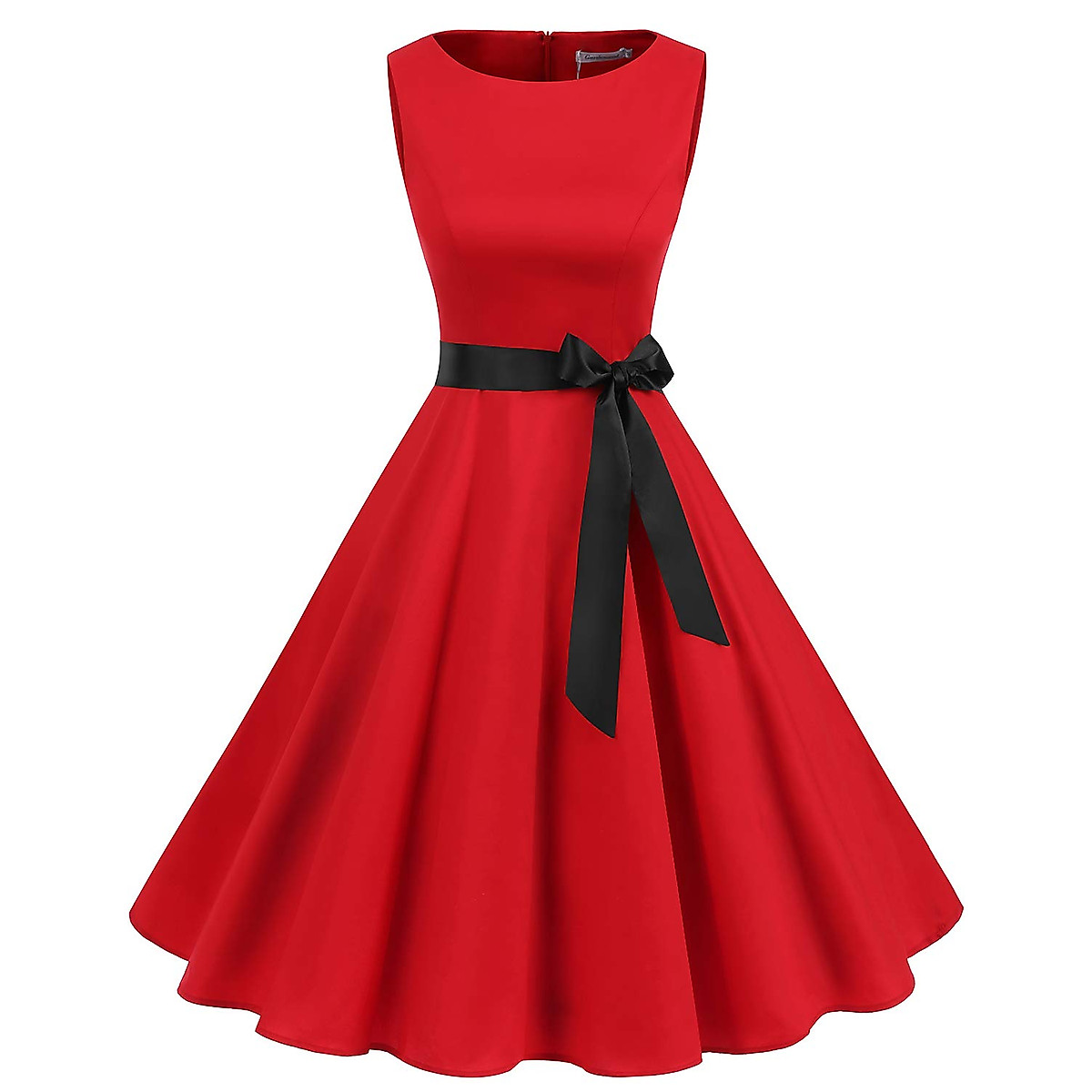 Gardenwed Plus Size Women's Vintage Cocktail Wedding Party Sleeveless 1950s Retro Rockabilly Swing Dresses Red 2XL