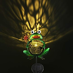 LUNSY Garden Solar Lights Outdoor Decorative, Metal Frog Shape, Outdoor Waterproof Stake Lights with 2 Feet, Auto ON/OFF Solar Powered Light for Lawn, Backyard, Patio, Pathway