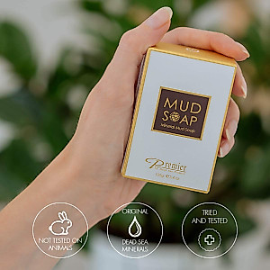 Premier Dead Sea Mineral MUD bar Natural body wash, face wash, hand soap, for all Skin Types. Therapeutic and Antibacterial, helps with Acne, Rosacea, Eczema and Psoriasis, 3.4 Oz