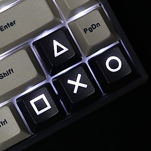 HFSECURITY Black Red Color Backlight Arrow Key Cap for Cherry Switch Mechanical Keyboard ABS R1 Hight PSP Keycaps for Gaming Keyboard (Black)