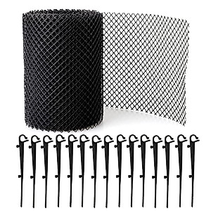 DEYROS Gutter Guard Mesh, 15cm X 6m Gutter Guards Leaf Protectors, Mesh Gutter Safeguard with 15 Fixing Hooks, Blocking Garbage Leaf Prevention Gutter Mesh for Leaves, Twigs and Branches