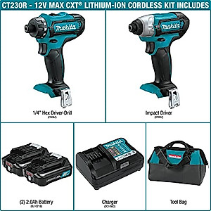 Makita CT230R 12V max CXT® Lithium-Ion Cordless 2-Pc. Combo Kit (2.0Ah)
