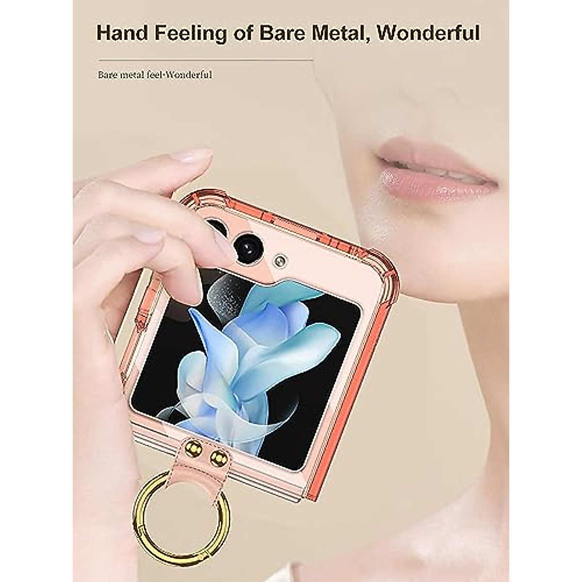 TECHY for Samsung Z Flip 5 Case with Ring Stand, Galaxy Z Flip 5 Clear ...