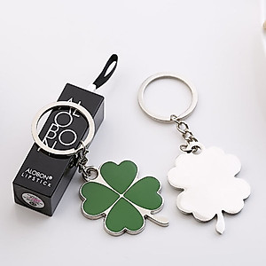 6pcs Four-Leaf Clover Fortune Keychain Lucky Shamrock Sparkling Charm Keyring St.Patrick Day