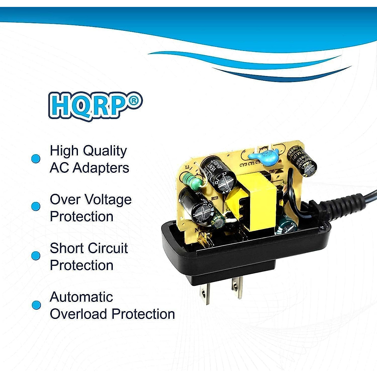 HQRP AC Adapter w/ 9V Battery Snap Connector compatible with Jim Dunlop Jimi Hendrix Fuzz Face Distortion JHF1 Octavio Effect JHOC1 Guitar Effects pedals w/Battery Clip Converter + Euro Plug Adapter