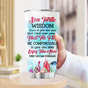 HUBUPU Sea Turtle Gifts, Sea Turtle Wisdom Quotes, Tumbler 20 Oz With Lid And Straw