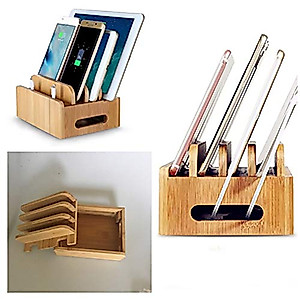 Okuyonic Remote Control Storage Box, Bamboo Storage Box Charging Storage Rack Easy Cleaning Premium Bamboo Material for Home for Storage for Woman