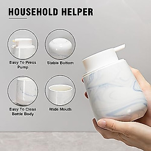 Agyiuns Marbled Blue Soap Dispenser, Ceramic Foaming Soap Dispenser with Easy-to-Press Pump for Bathroom 12 oz refillable Liquid Hand soap and Lotion for Kitchen (Marbled Blue Foam Dispenser)