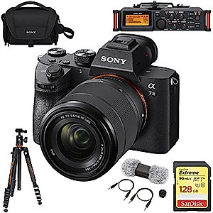 Sony a7III Full Frame Mirrorless Interchangeable Lens Camera with 28-70mm (ILCE-7M3K/B) + Portable Recorder for DSLR Bundle