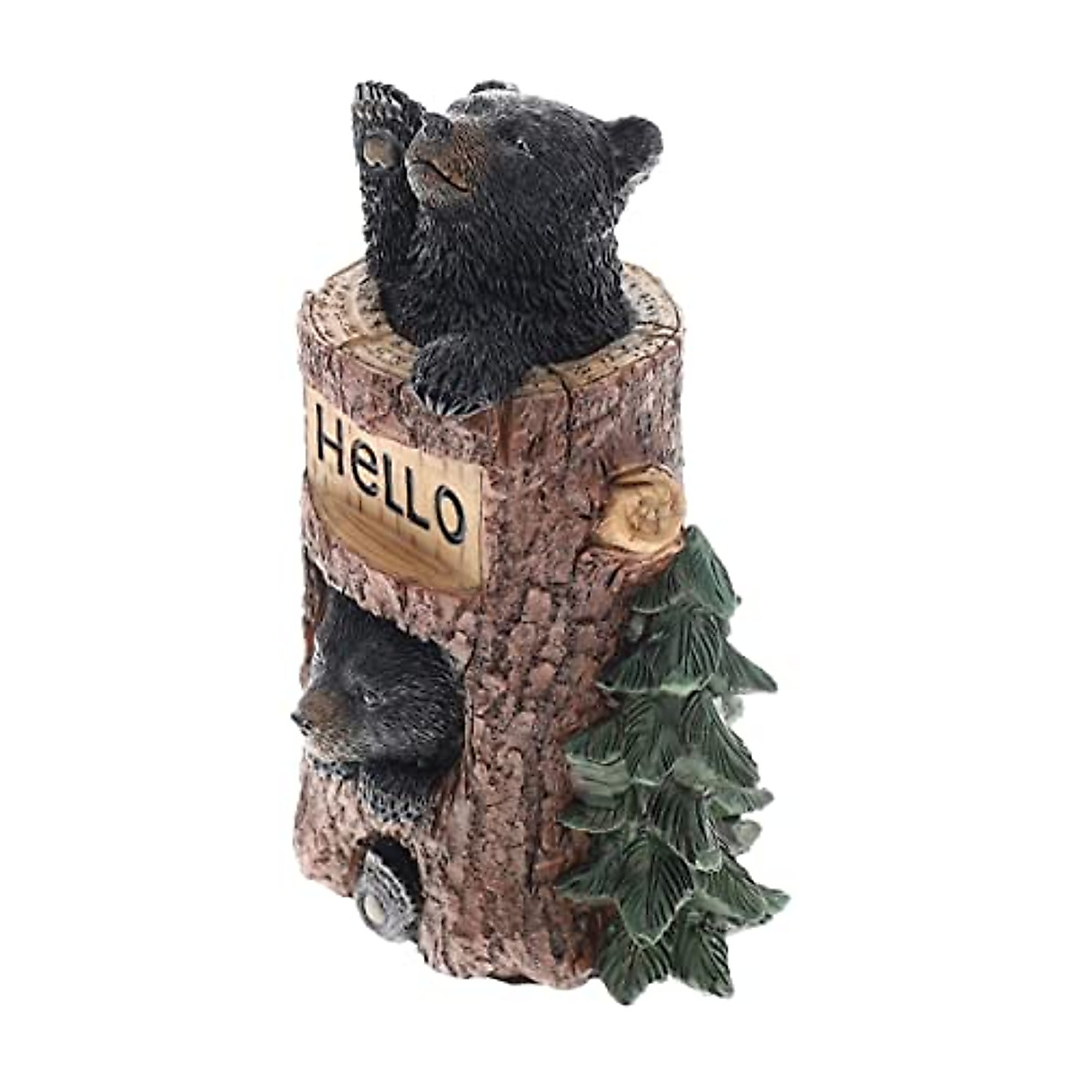 Top Brass Whimsical Black Bear Cubs Waving Hello Figurine - Lodge Decor Cabin Statue Sign