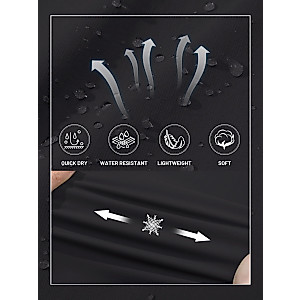 TACVASEN Mens Hiking Shorts Lightweight Quick Dry Black Cargo Fishing Shorts Water Resistant Golf Shorts with Pockets