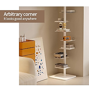 YanCheYC 9-Tier Spine Bookshelf, Metal Bookcase, Vertical Spine Book Tower, Tall Narrow Ladder Bookshelf, Corner Bookshelf for Small Space, Multipurpose Display Book Shelf for Home Office (Black)