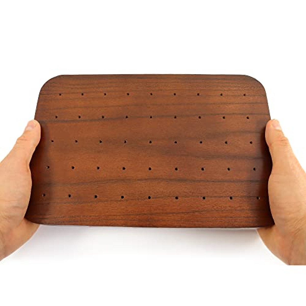 Food Display Wooden Skewer Holder For Appetizer Skewers. Impress your Guests And Serve Your Skewers For Fruit Kabobs Or Cocktail Sticks On This Food Skewer Holder Made Of Oak Wood In Dark Brown Color