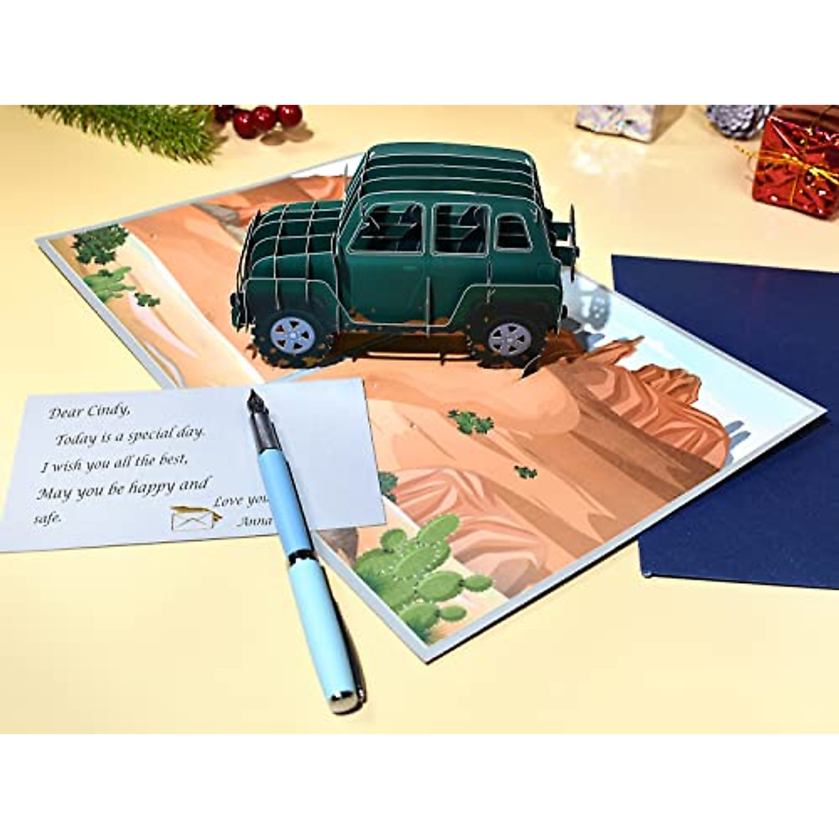 GREETING ART 3D Car Pop Up Cards, Thank You Card,Greeting Card, Happy Birthday Gift Cards,Anniversary Cards for Husband, Boyfriend, Brother, Dad, Nephew, Son