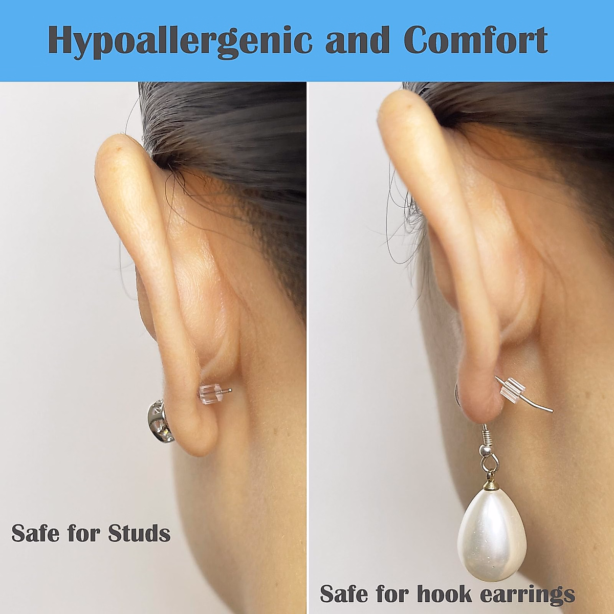 Kerryjewl Silicone Earring Backs,100pcs Soft Clear Plastic Earring Backs Replacement Earrings Hoops,Rubber Earring Backs for Studs