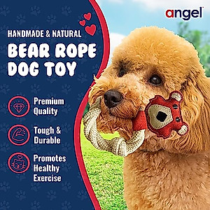 Angel Pet Supplies Bear Natural Rope Dog Toy | Handmade & Durable Dog Toys | Interactive & Mental Stimulation | Handmade Puppy Toys and Dog Toys