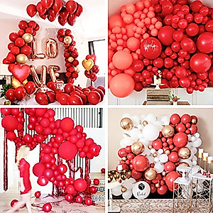 PartyWoo Red Balloons, 100 pcs Matte Red Balloons Different Sizes Pack of 36 Inch 18 Inch 12 Inch 10 Inch 5 Inch for Balloon Garland or Balloon Arch as Party Decorations, Birthday Decorations