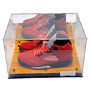 Full Size 2 Shoes Acrylic Display Case Showcase Box UV Protection Wood Wooden Sports Memoribilia Collectible 15x12x9 inch